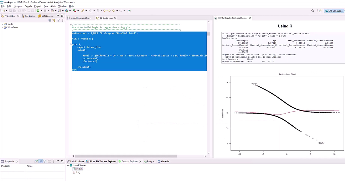 Altair Analytics Workbench: Use R in Programs and Workflows
